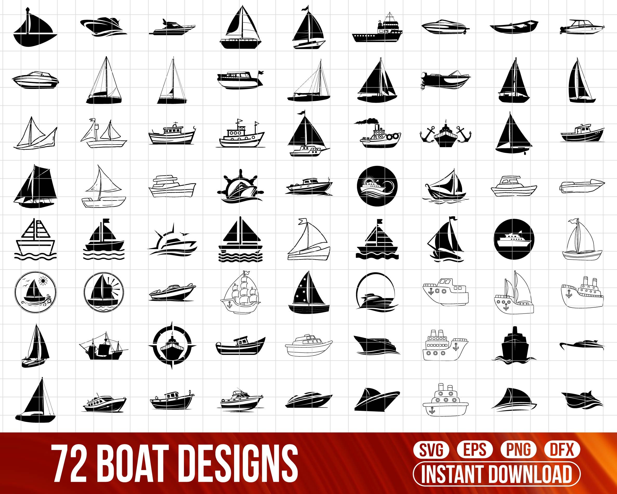 Boat SVG Bundle, Sail Boat Svg, Ship Svg, Speedboat Svg, Cruise Ship ...