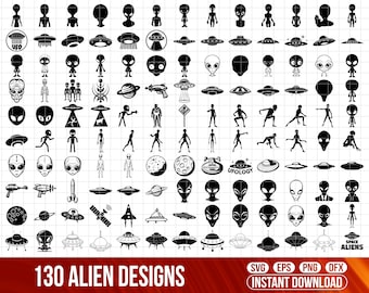 Alien SVG Bundle, Ufo Svg, Aliens Dxf, Aliens Vector, Ufo Cut Files ...
