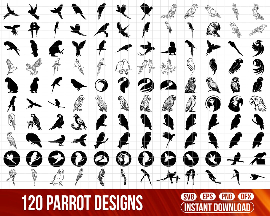 120 Parrot Svg, Parrot Svg Bundle, Parrot Svg Cut Files, Parrot Clipart ...