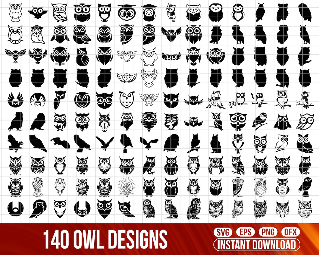Owl SVG Bundle, 140 Bird Designs, Clipart Cut Files (digital Download ...