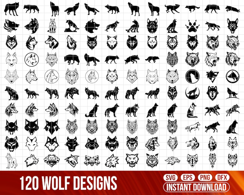 120 Wolf SVG Bundle, Wolf PNG, Wolf Clipart, Wolf Cut Files for Cricut ...