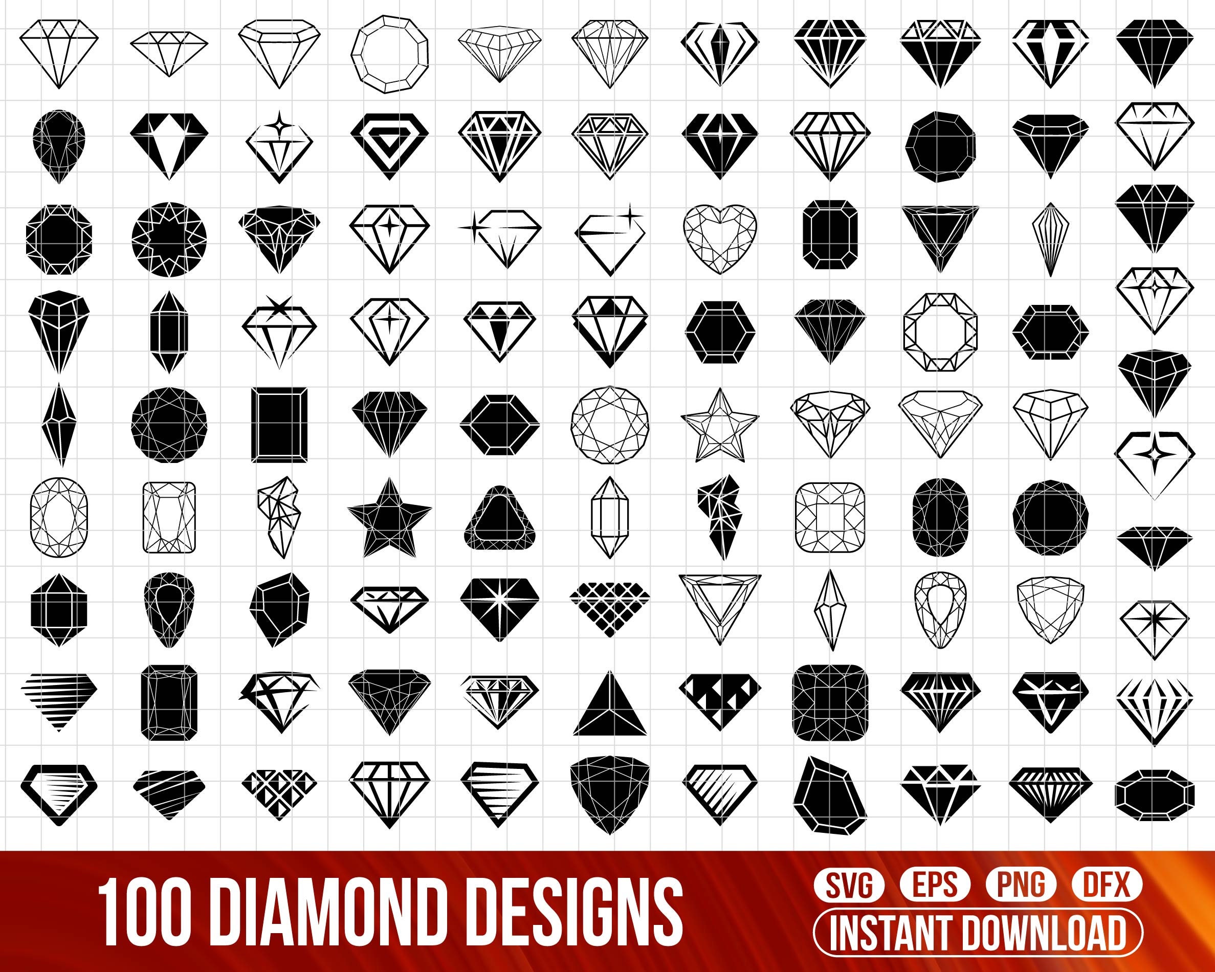 Diamond SVG Bundle, Diamond Svg, Diamond Clipart, Diamond SVG Cut Files ...
