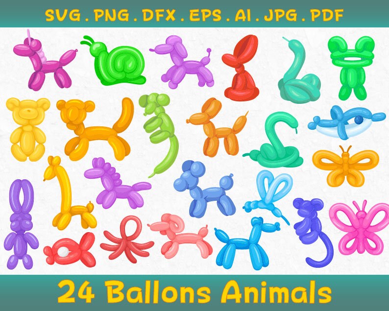 Balloon Animal Svg Balloon Party Animals SVG Butterfly - Etsy