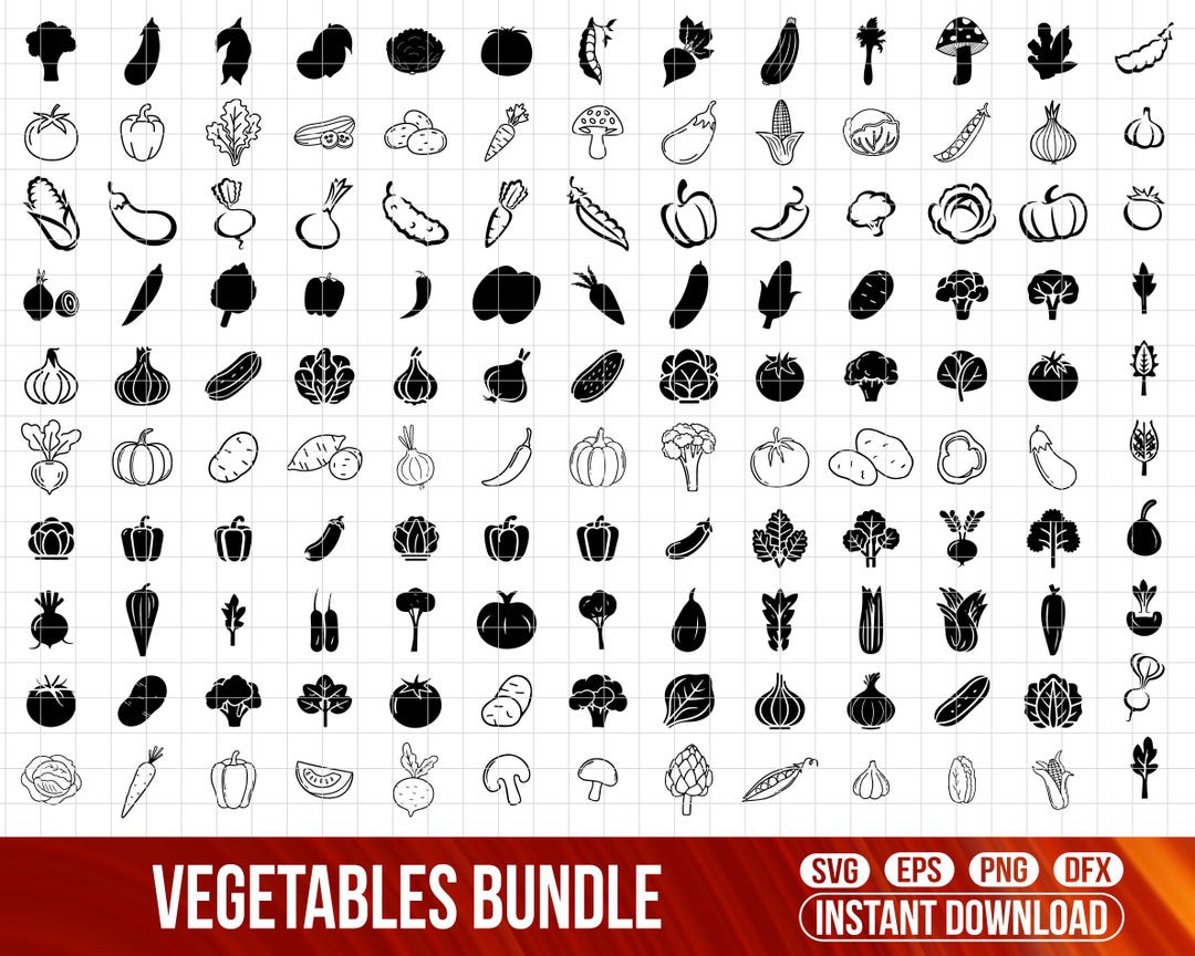 Vegetables SVG Bundle | Veggie Outline Clipart (digital Files) - Etsy