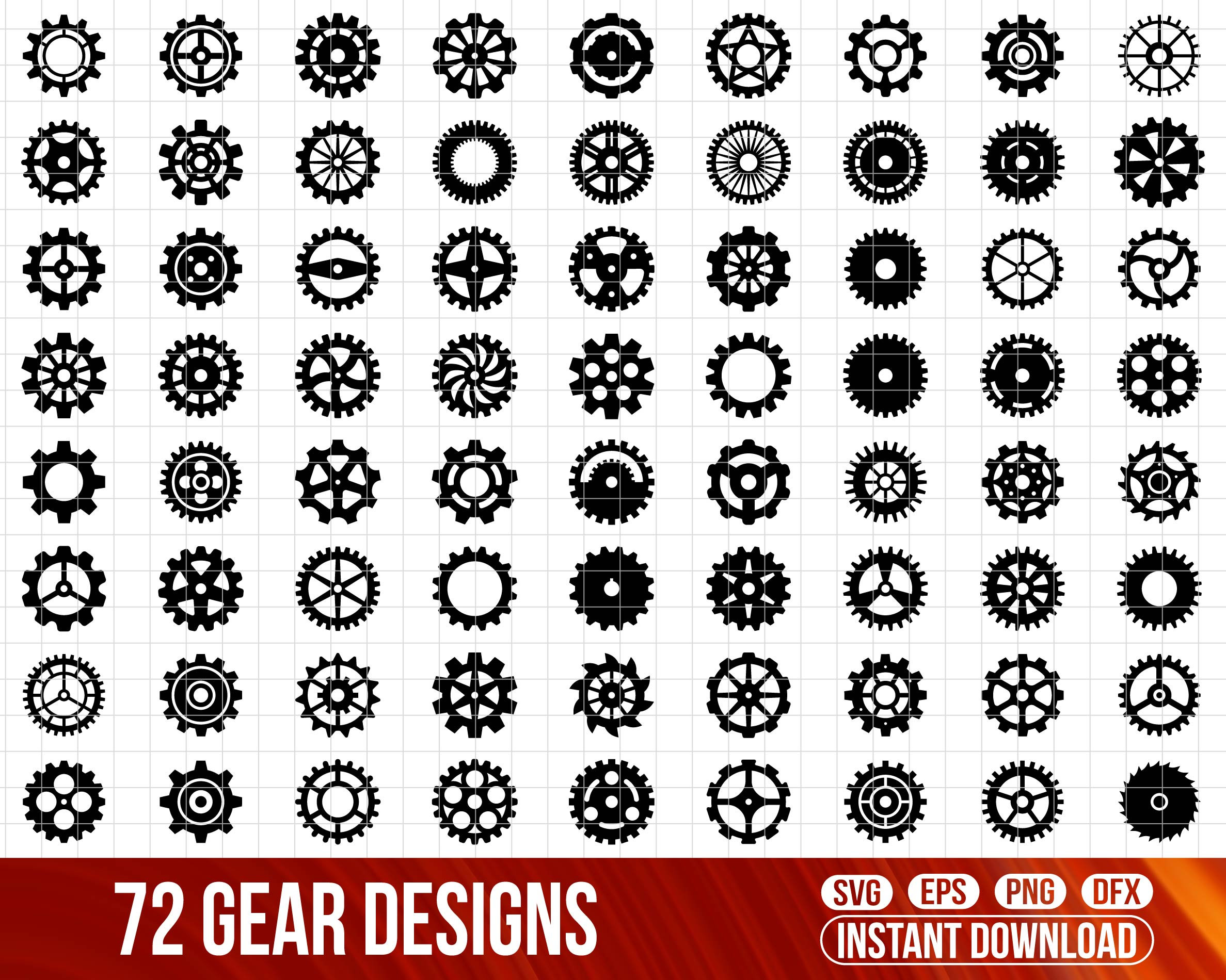 72 Gears SVG Bundle, Gears PNG Bundle, Gears Clipart, Gears SVG Cut ...