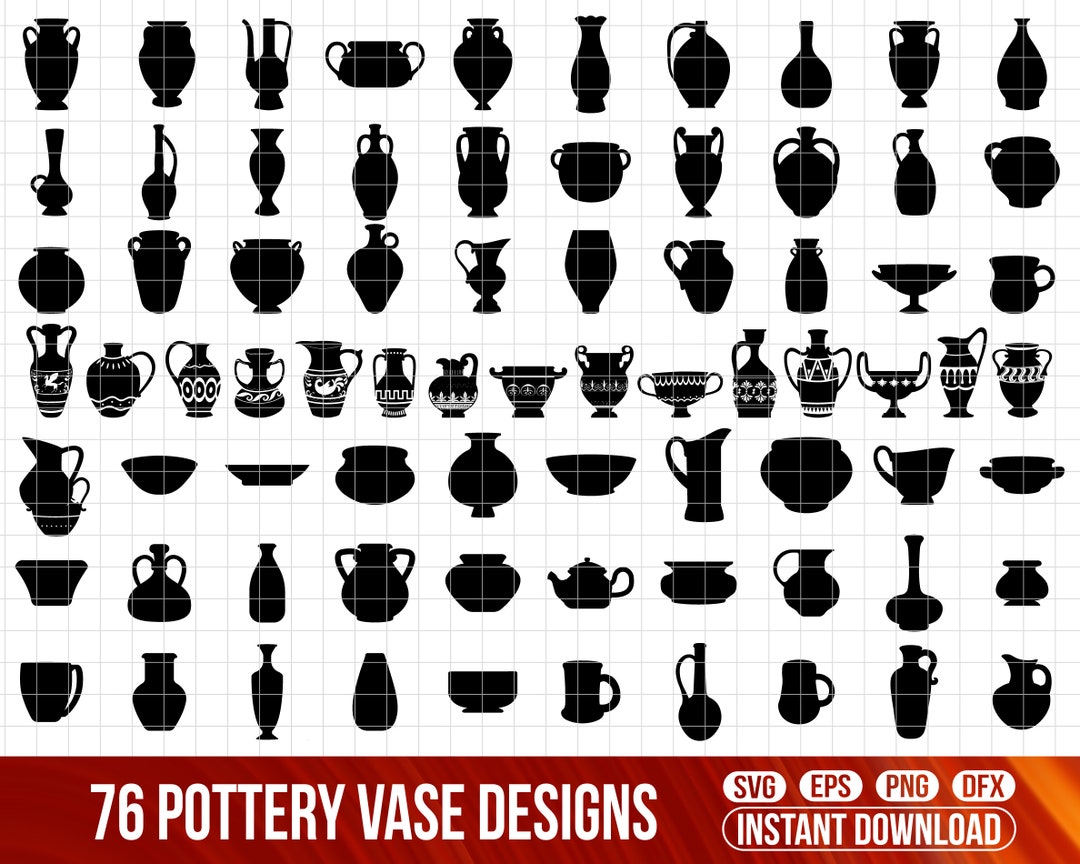 Pottery Vase SVG Bundle, Vase Silhouette, Vases Svg, Pottery Clipart ...