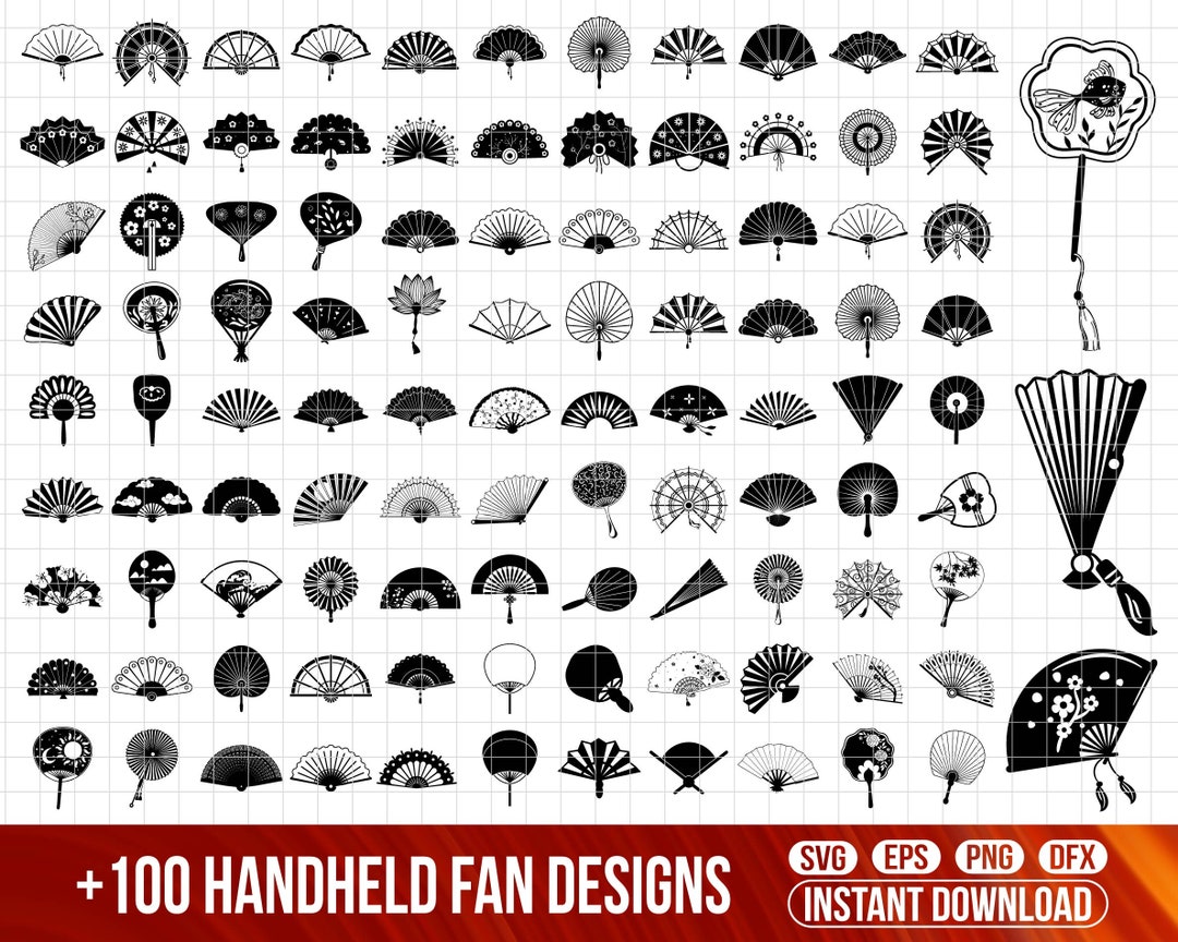 Handheld Fan SVG Bundle, Japanese Fan Clipart (digital Download) - Etsy