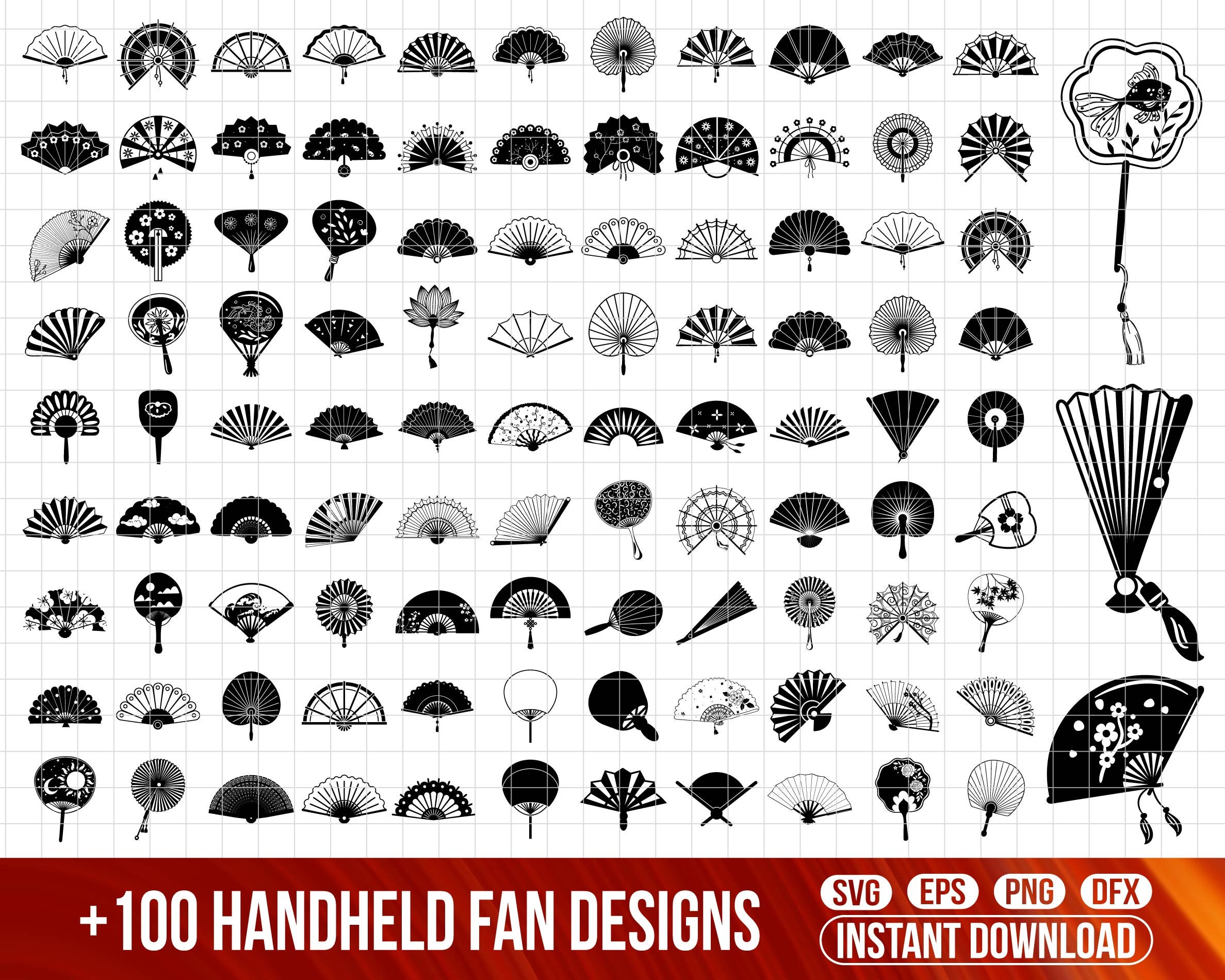 Handheld Fan Svg,fan Svg Bundle, Hand Fan Svg, Japanese Fan Svg ...