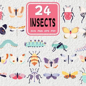 Insect Vector Clipart, SVG, PNG, PDF, Cut Files - Etsy