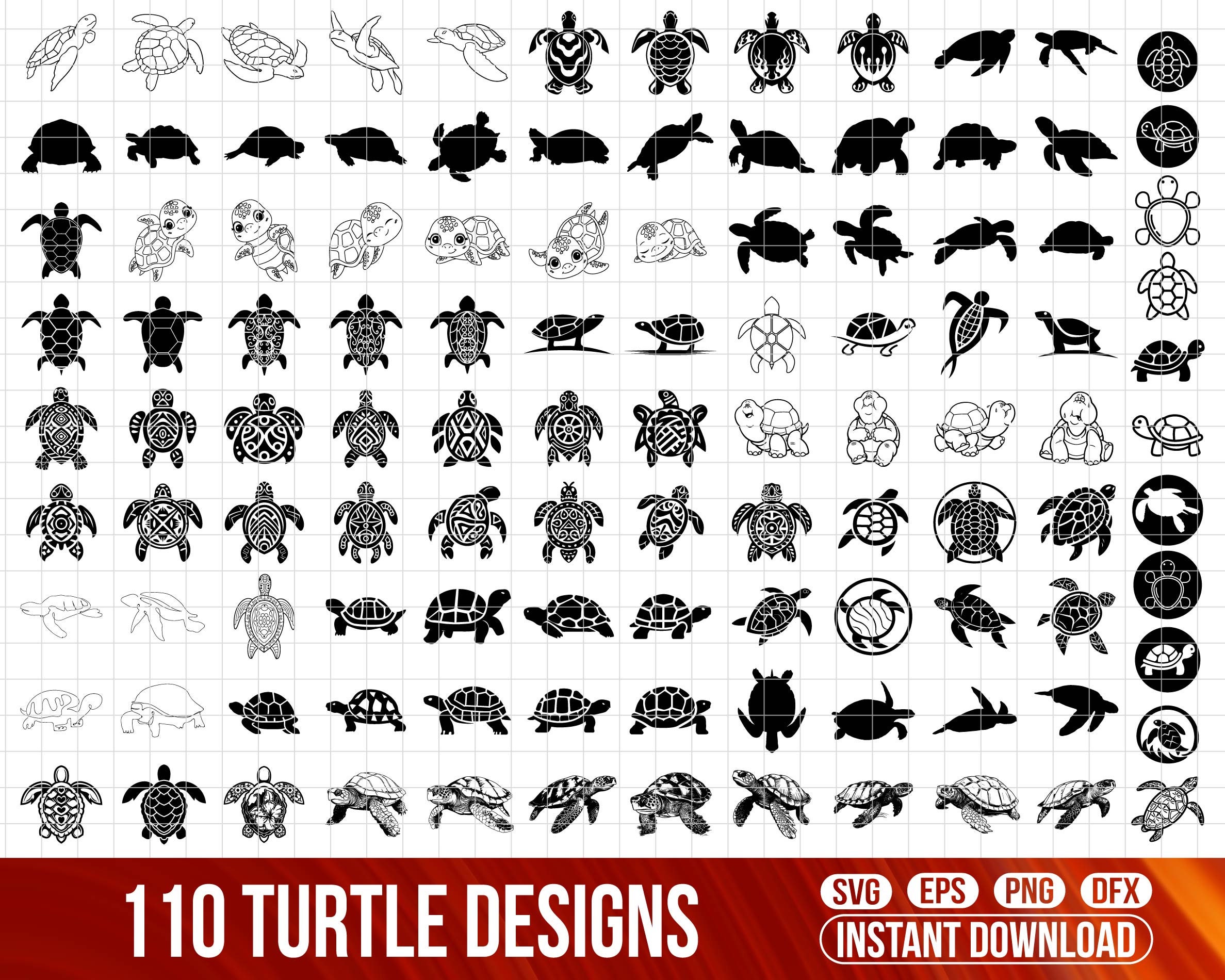 110 Turtle Svg Bundle, Sea Turtle Svg, Sea Turtle Png, Turtle Svg Png ...