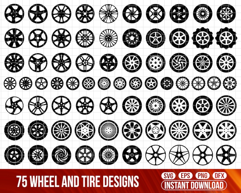 Wheels Svg Bundle Tires Svg Tyres Svg Wheels Silhouette Wheels Png