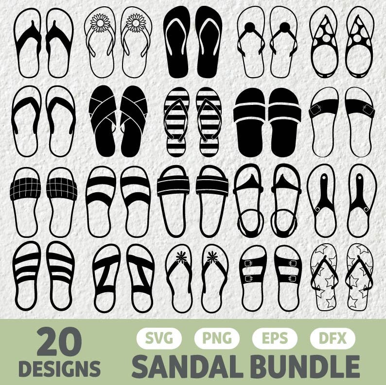 Sandal Svg Bundle, Sandal Svg, Fashion Svg, Sandal Clip Art, Sandal ...