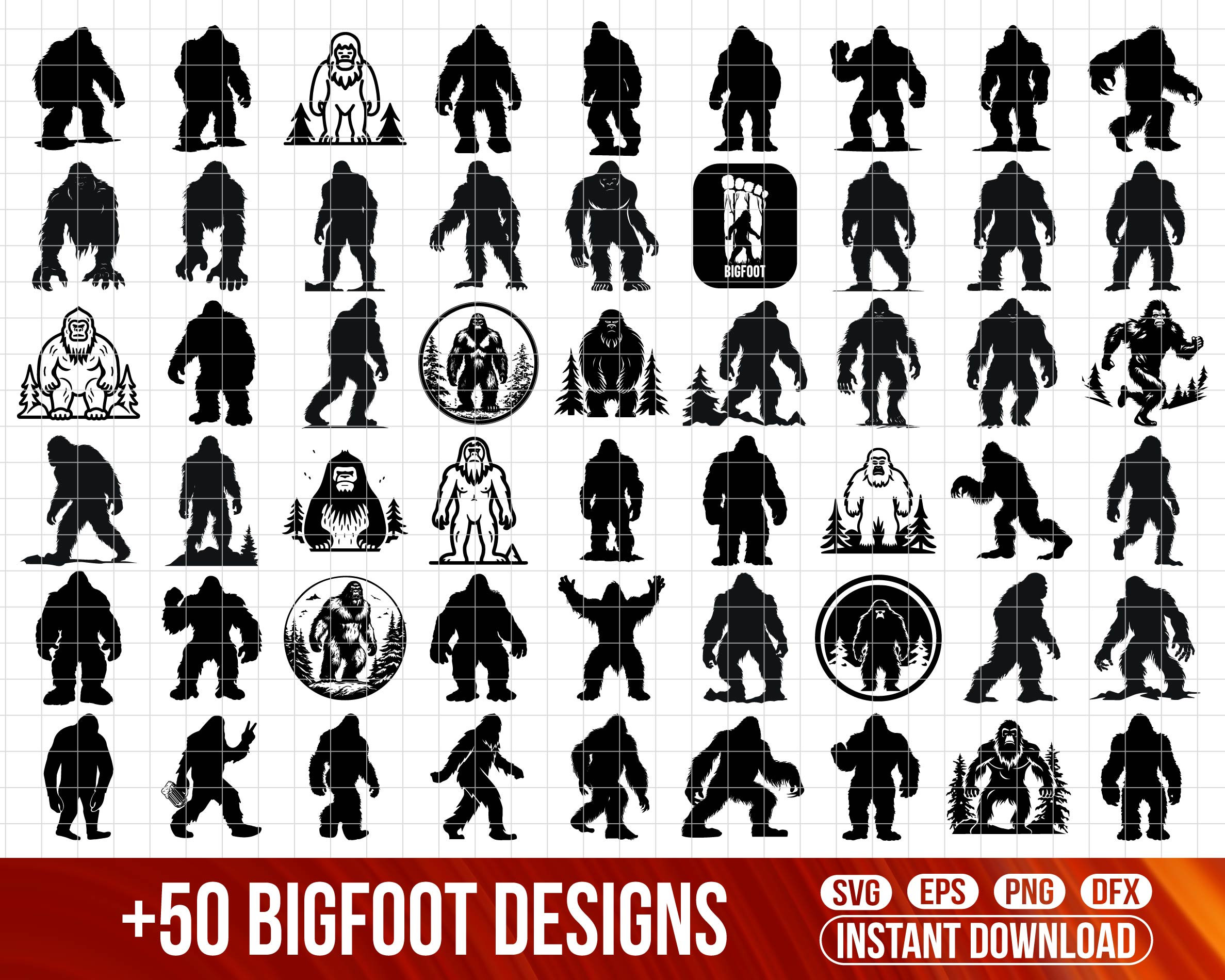 Bigfoot Svg Bundle, Sasquatch Svg, Big Foot Svg, Sasquatch Silhouette ...
