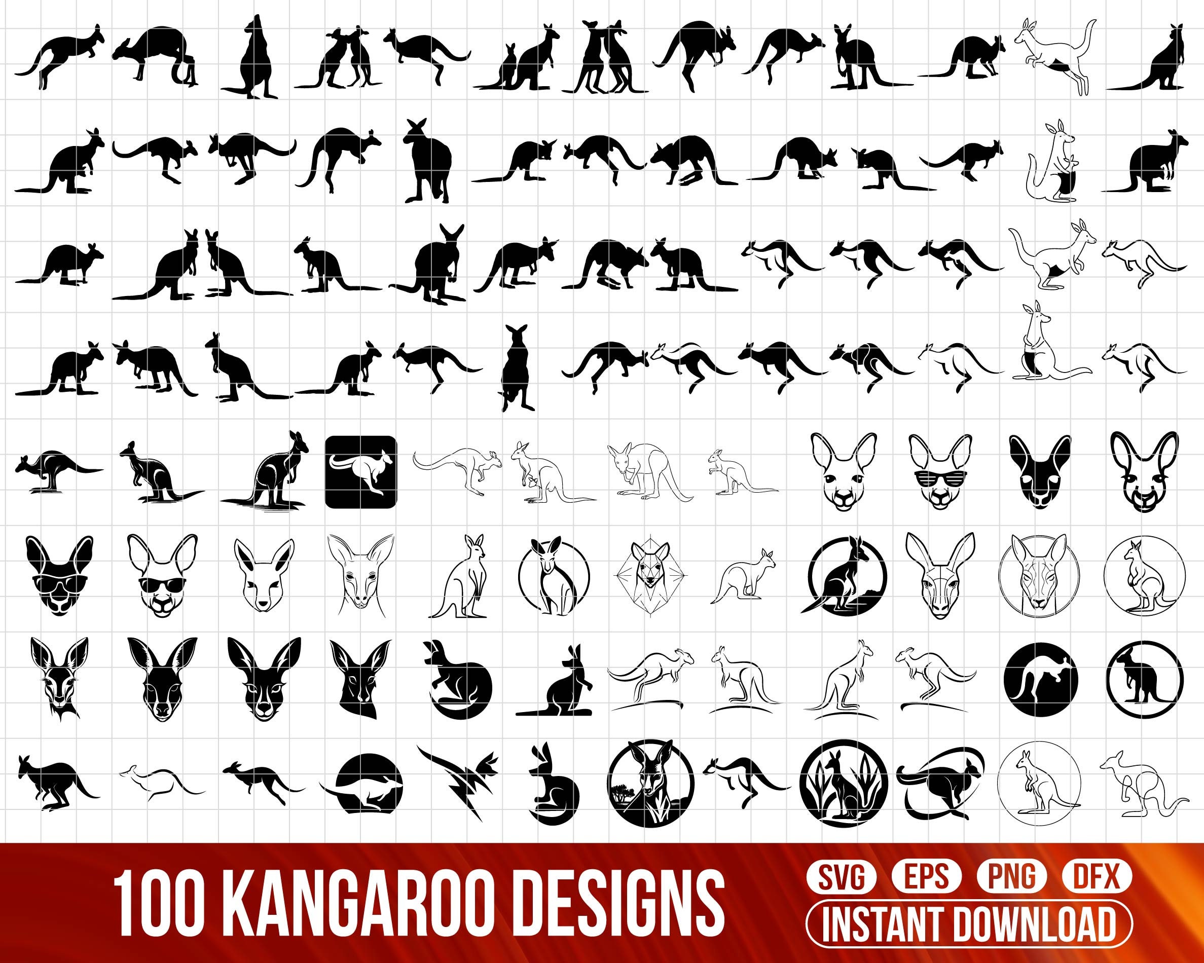 Kangaroo SVG Bundle, Kangaroo Png, Kangaroo Silhouette, Kangaroo Svg ...