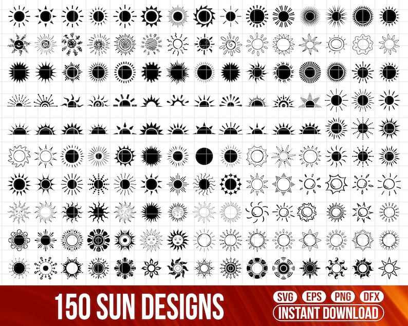 Sun Svg Bundle, Sun Svg Files for Cricut, Cute Sun Svg, Summer Sun SVG ...