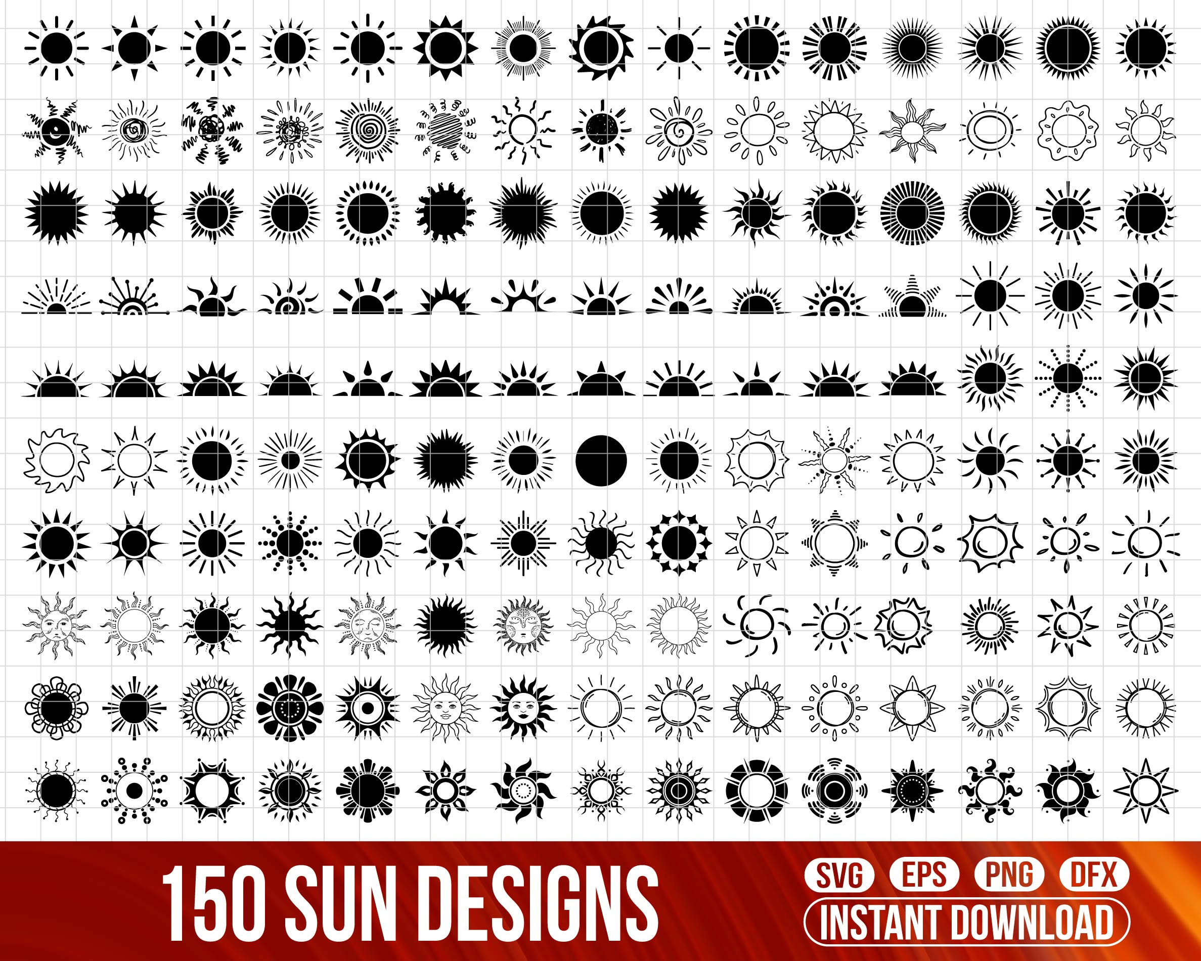 Sun Svg Bundle, Sun Svg Files for Cricut, Cute Sun Svg, Summer Sun SVG ...