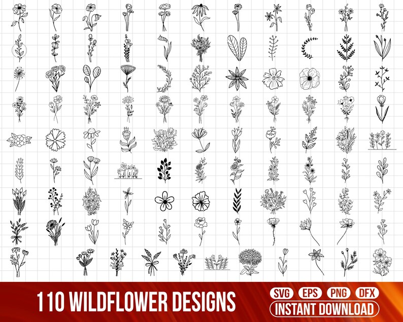 Wildflower SVG Bundle, Wildflower Png, Wildflower Silhouette ...