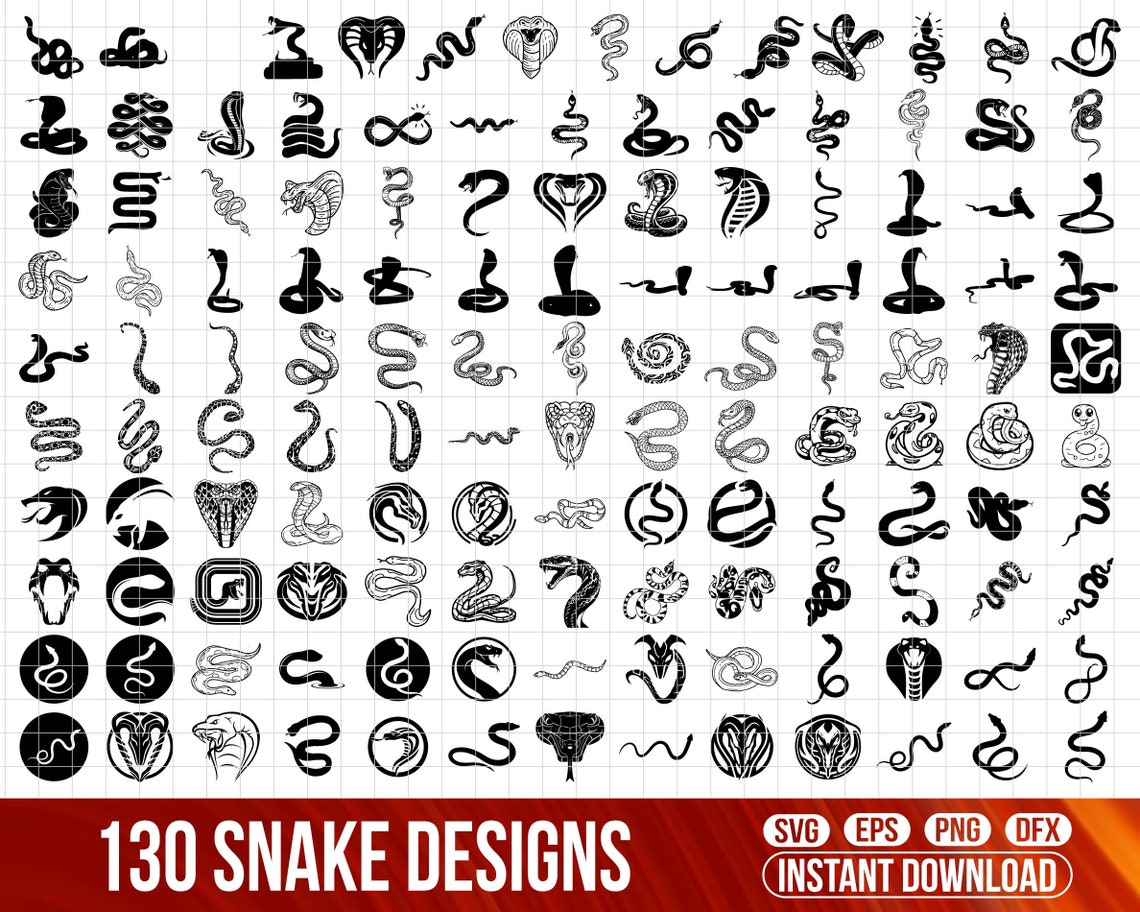 Snake SVG Bundle, Snake Silhouette, Floral Snake Svg, Snake Clipart ...