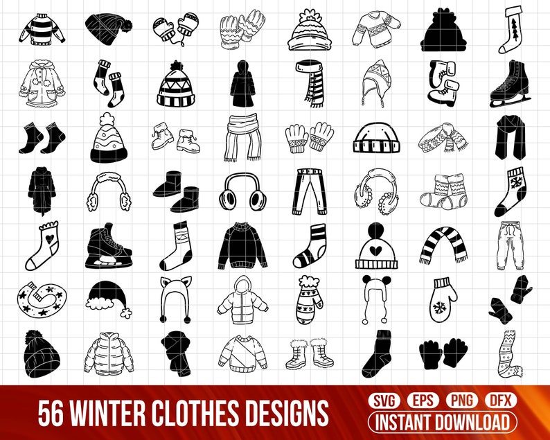 Winter Clothing Clipart (svg, Png, Eps, Dfx Print File) - Etsy