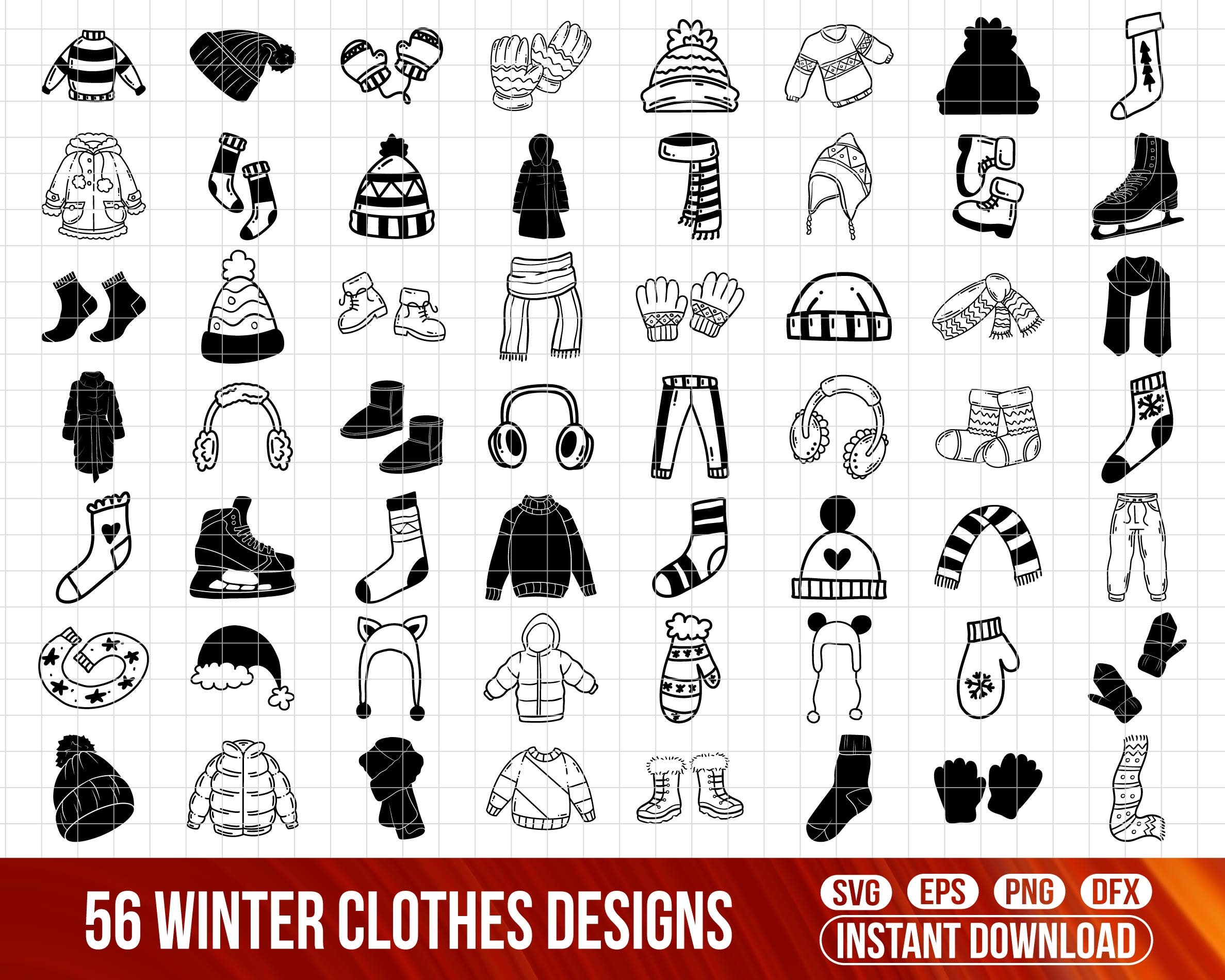 Winter Clothing Svg, Winter Clothes Clipart, Men Clothes Svg,sweater ...