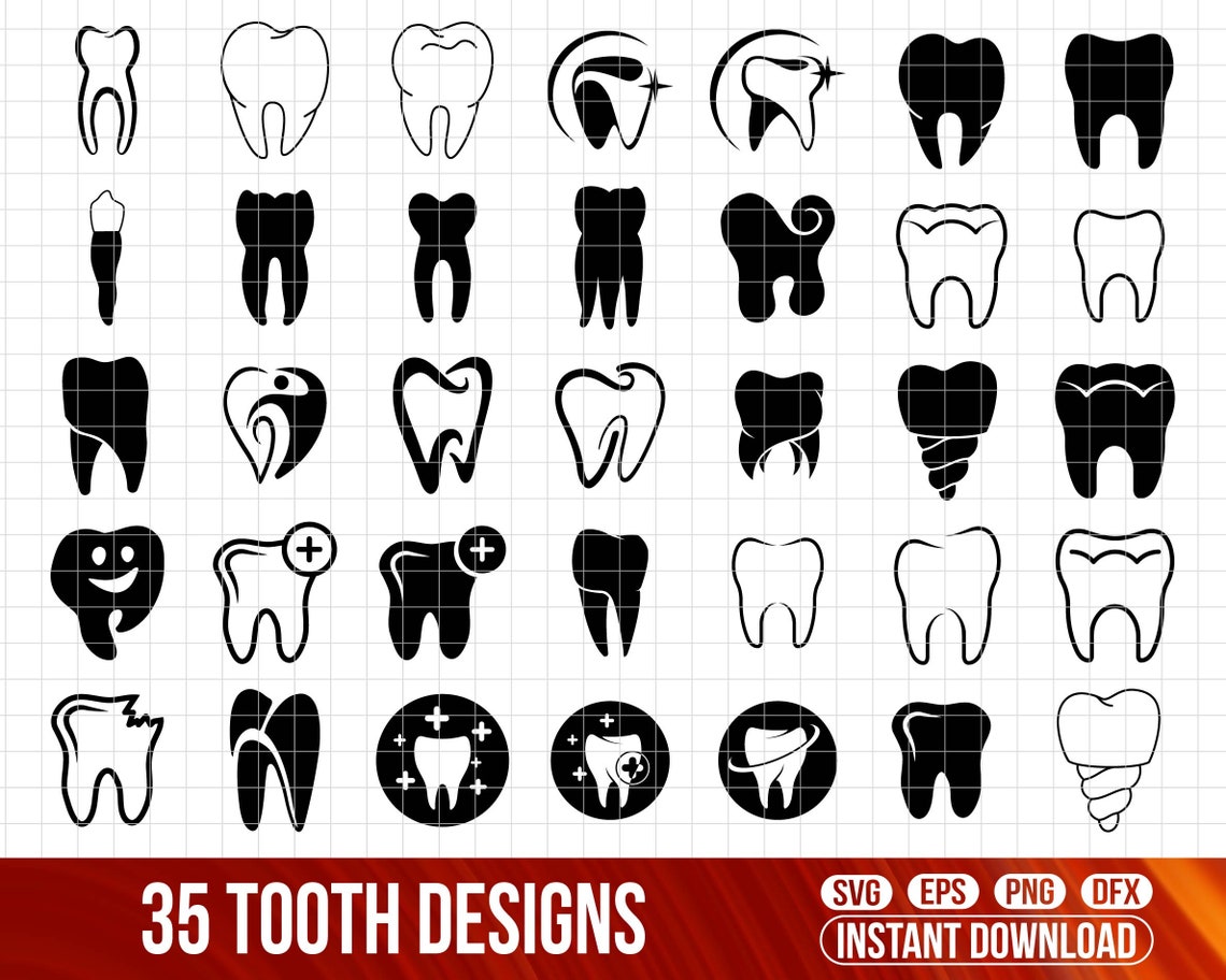 35 Tooth SVG Bundle, Tooth Svg, Tooth Clipart, Tooth SVG Cut Files for ...