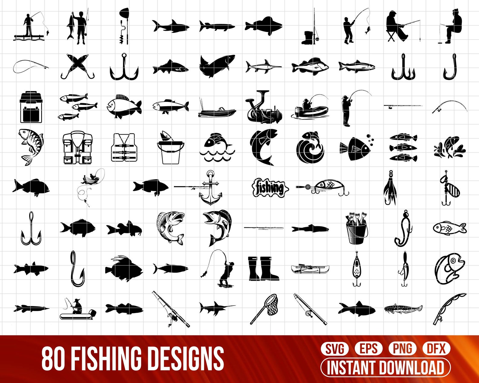 Fishing SVG Bundle, Fish SVG, Fisherman Svg, Fish Png, Fish Vector ...