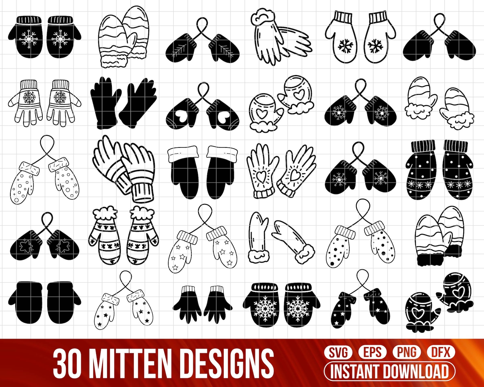 Mittens SVG Bundle,winter Gloves Svg, Knitted Mittens Svg, Winter Glove ...