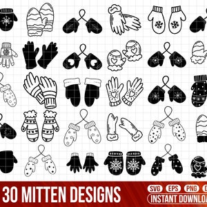 Mittens SVG Bundle,winter Gloves Svg, Knitted Mittens Svg, Winter Glove ...