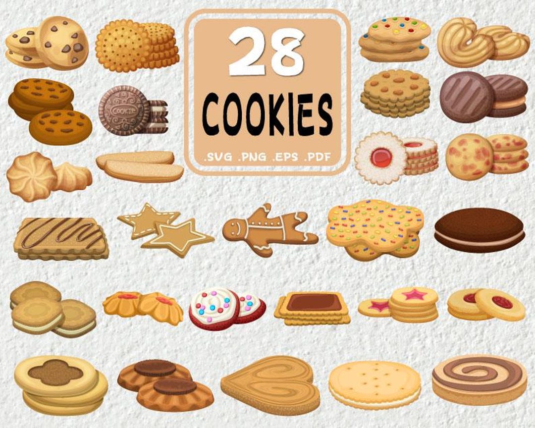 Cookies SVG Bundle: 28 Cookie Clipart Designs (svg, Png, Eps, Pdf) - Etsy