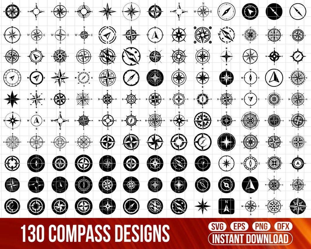 130 Compass SVG Bundle, Compass PNG Bundle, Compass Clipart, Compass ...