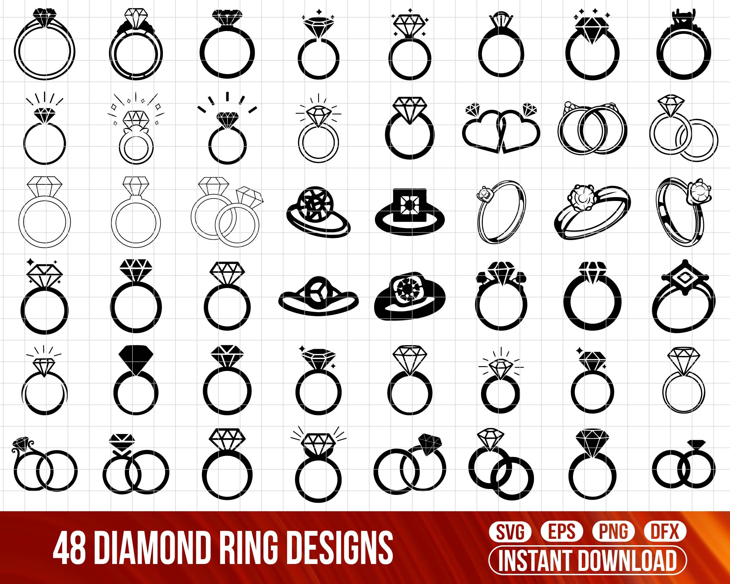 Diamond Ring Svg, Wedding Ring Svg, Engagement Ring Svg, Diamond Ring ...
