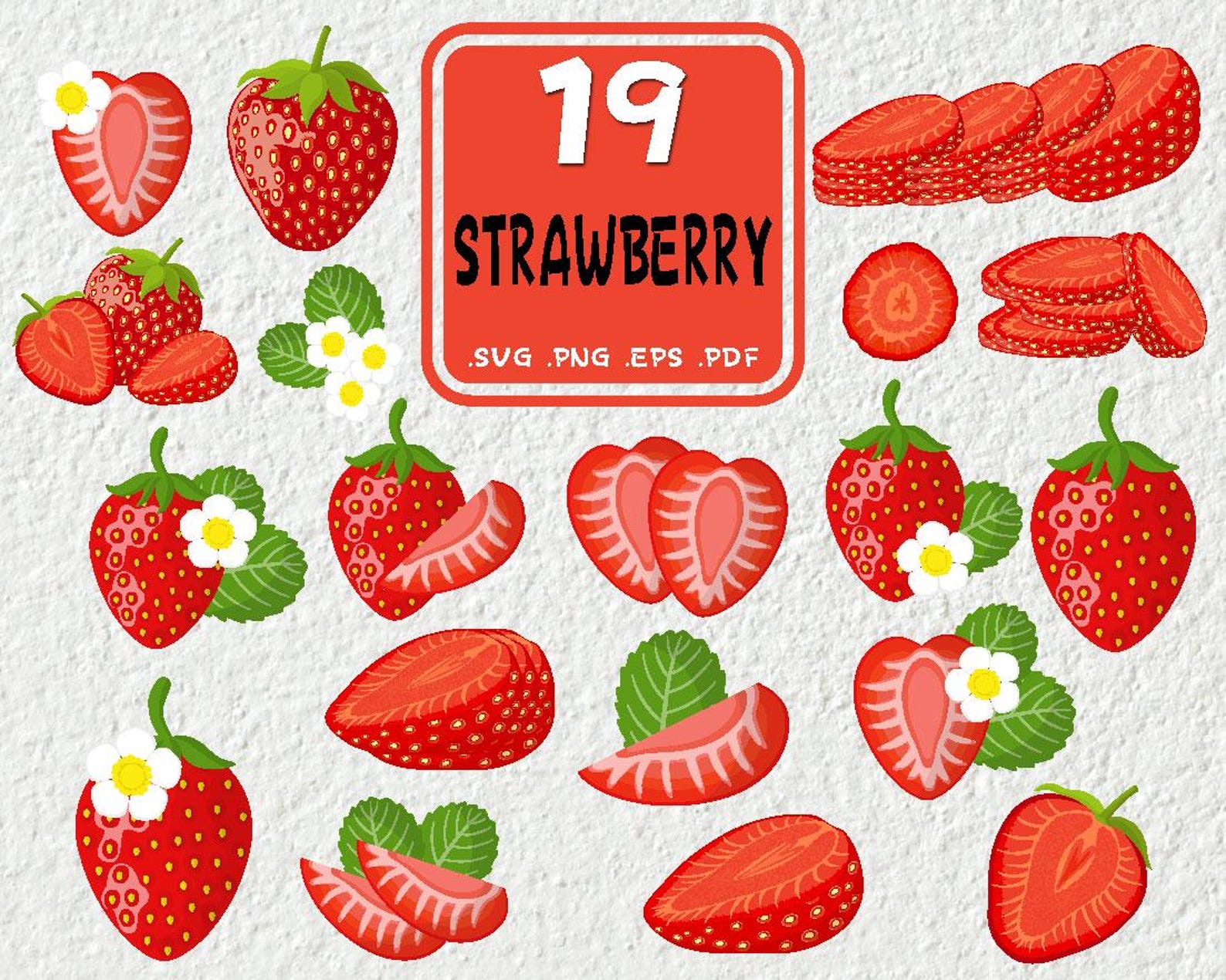 Strawberry SVG Bundle, Clipart Graphics (digital Download) - Etsy