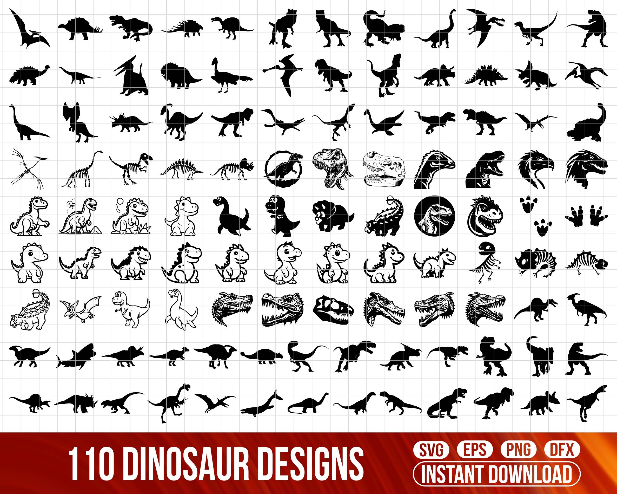 Dinosaur SVG Bundle, Dinosaur PNG, Dinosaur Clipart, Dinosaur SVG Cut ...