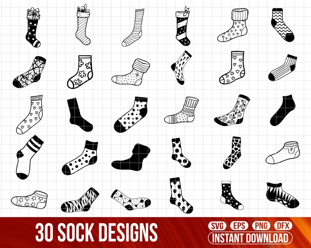 Socks SVG Bundle, Doodle Clipart, Fashion Cut Files (digital Download ...
