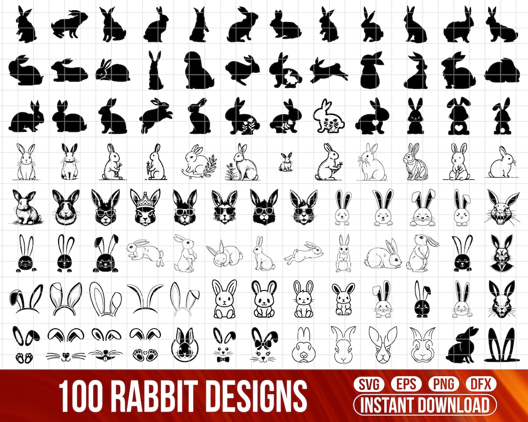 Rabbit SVG Bundle, Rabbit PNG, Rabbit Clipart, Rabbit SVG Cut Files for ...