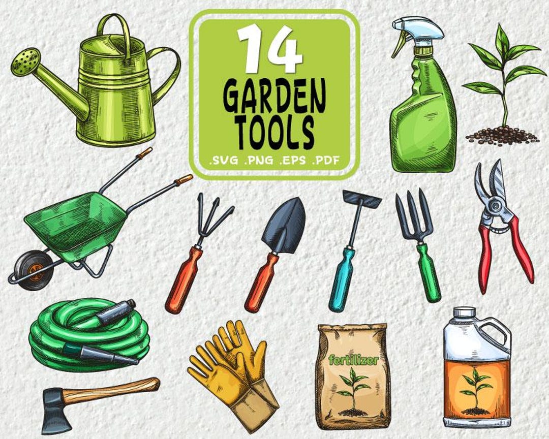 Garden Tools SVG Clipart: Trowel, Shovel, Rake (print File) - Etsy