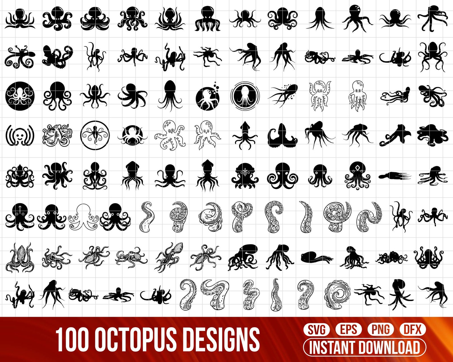 Octopus SVG Bundle, Octopus PNG , Octopus Clipart, Octopus Clipart ...