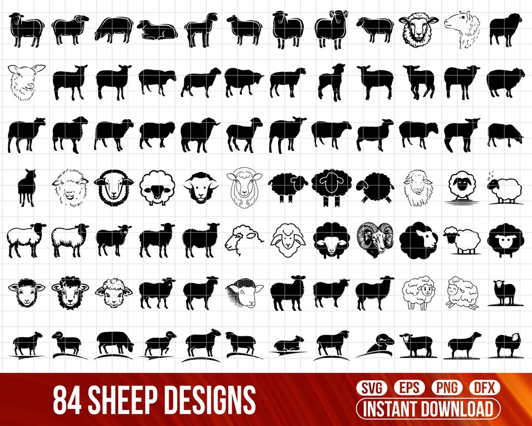 Sheep SVG Bundle, Farm Animal Clipart (84 Designs) - Etsy
