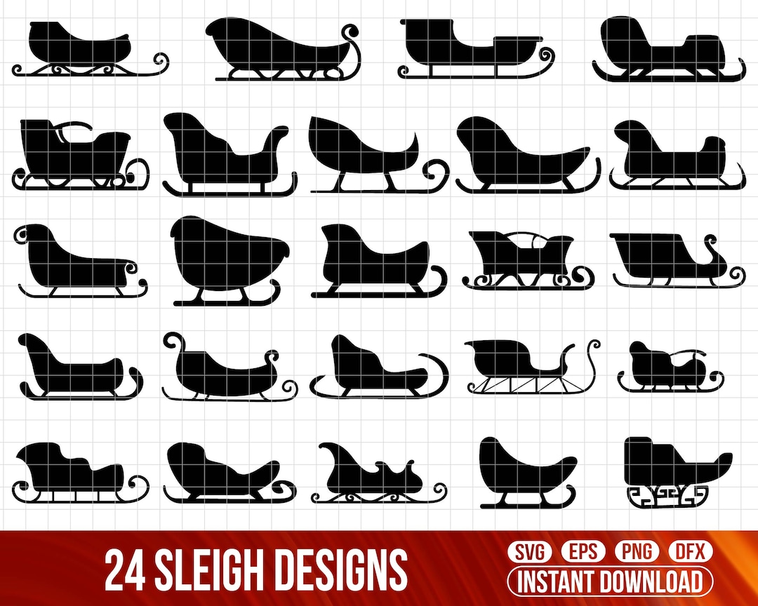 Sleigh SVG Bundle, Sleigh Clipart, Files for Cricut, Cut Files for ...