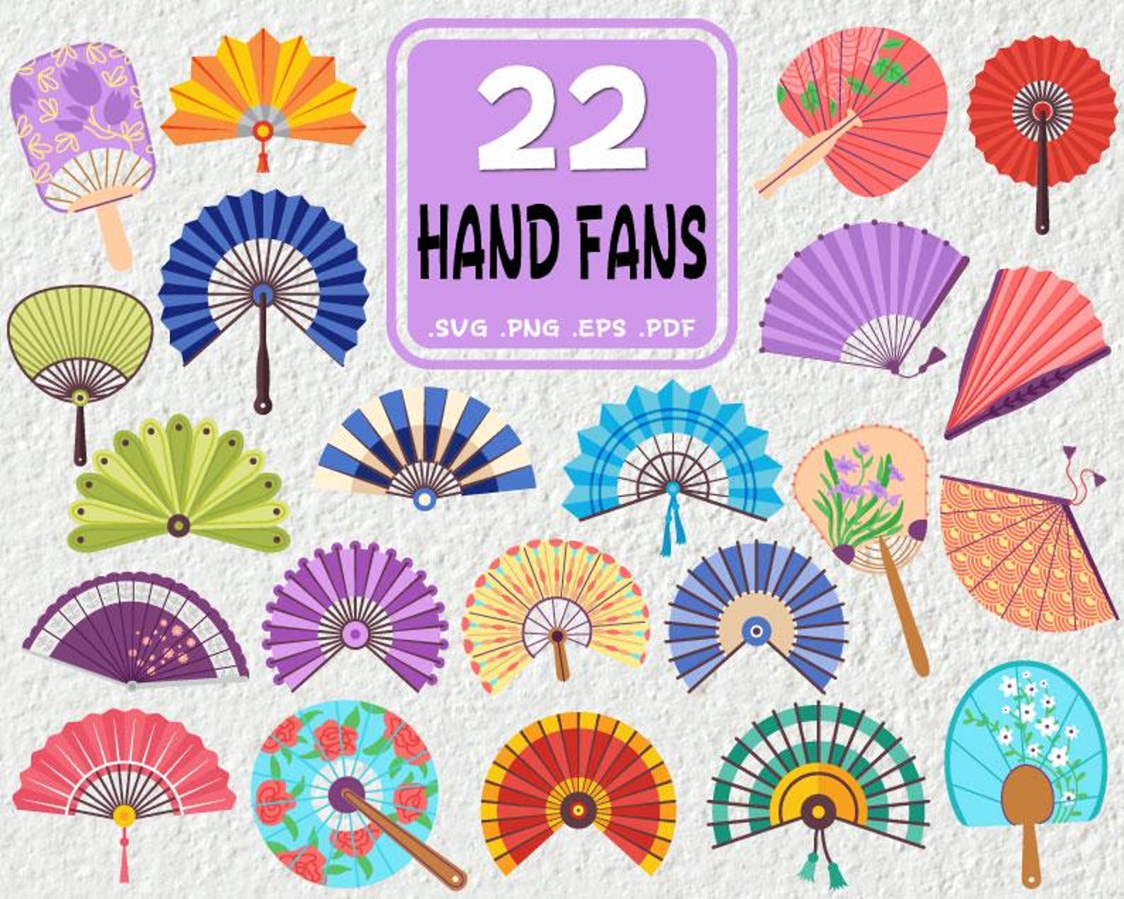Japanese Fan SVG Bundle, Oriental Handfan Clipart (digital Download) - Etsy