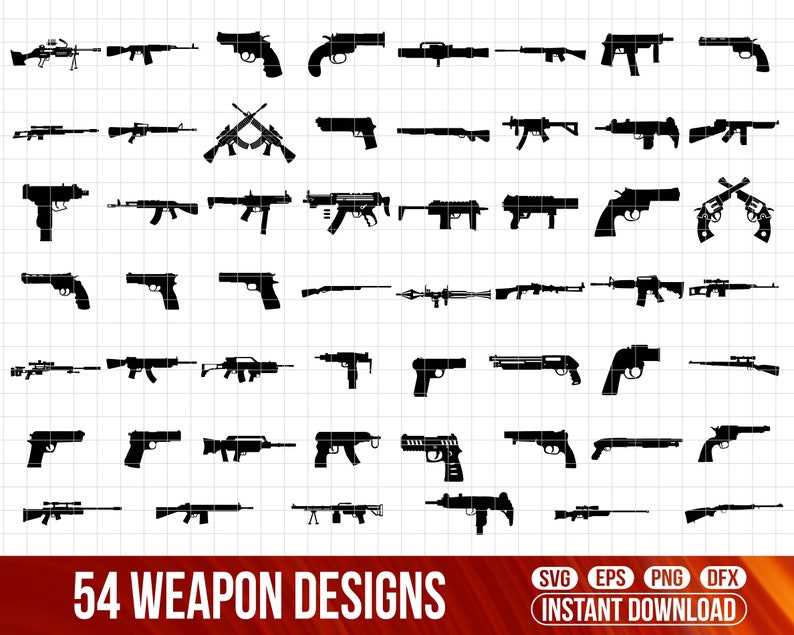 Military Weapon Svg, Guns SVG Bundle, Pistol Svg, Weapons Svg, Clipart ...