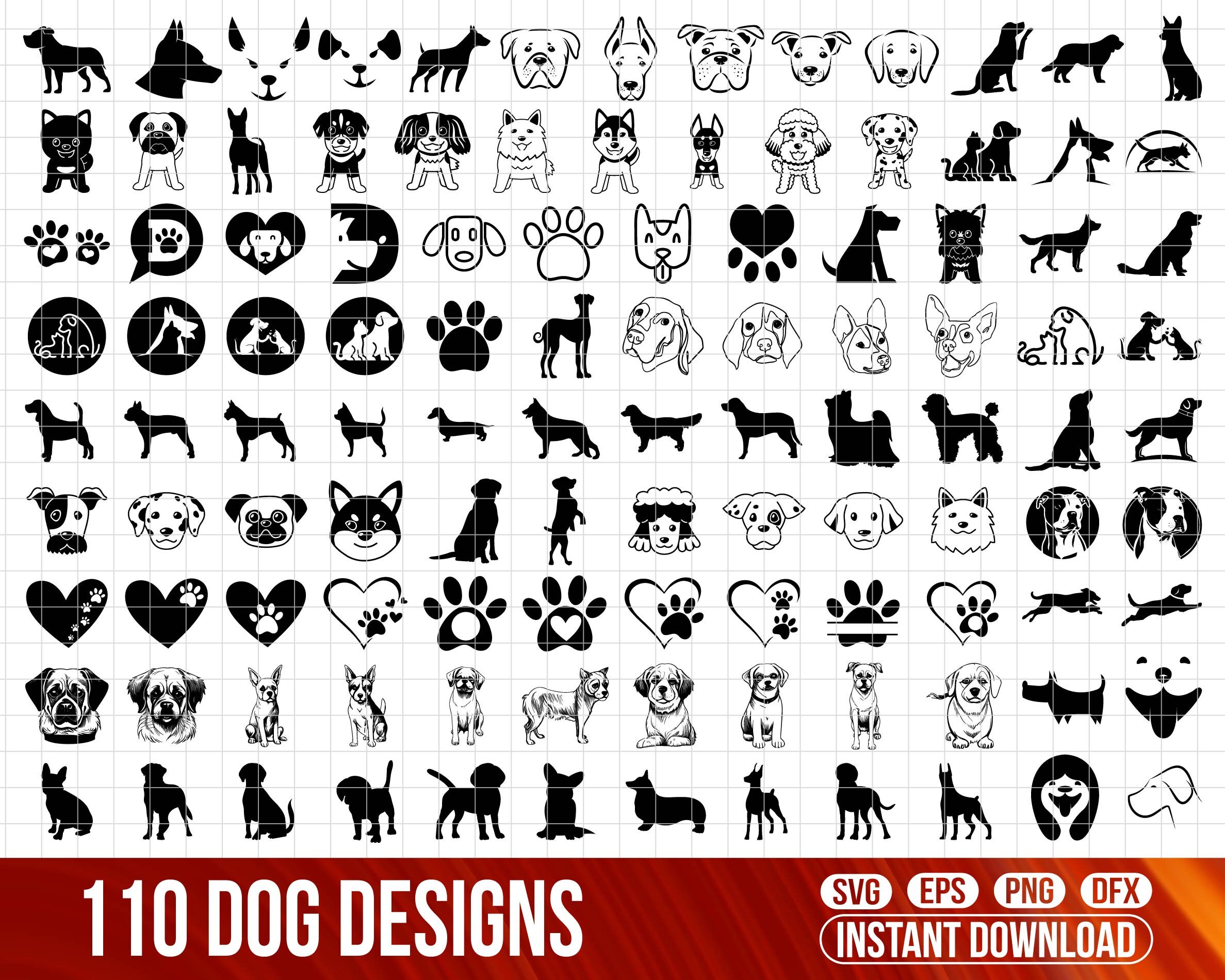 Dog SVG Bundle, Dog PNG Bundle, Dog Clipart, Dog SVG Cut Files for ...