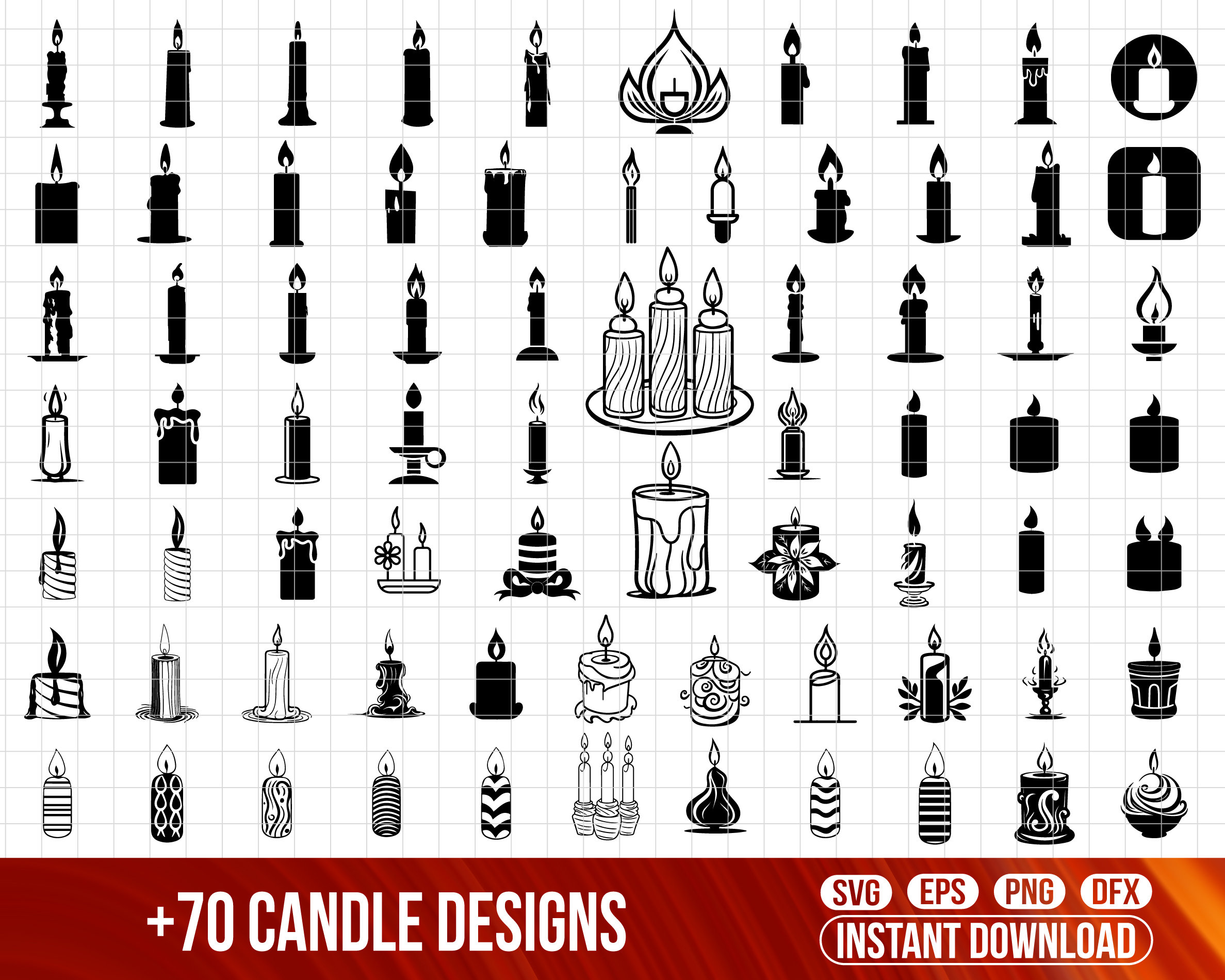 Candle SVG Bundle, Candle Dxf, Candle Png, Candle Eps, Candle Vector ...