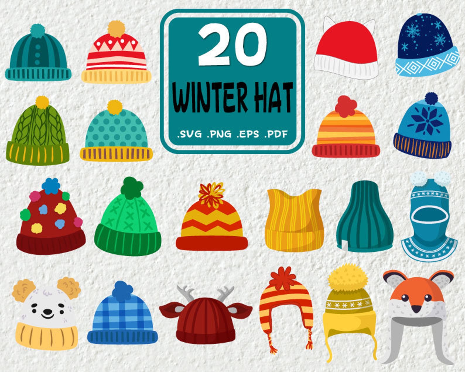 Winter Hat Svg Bundle, Winter Hats Clipart, Warm Scarf Svg, Vector ...