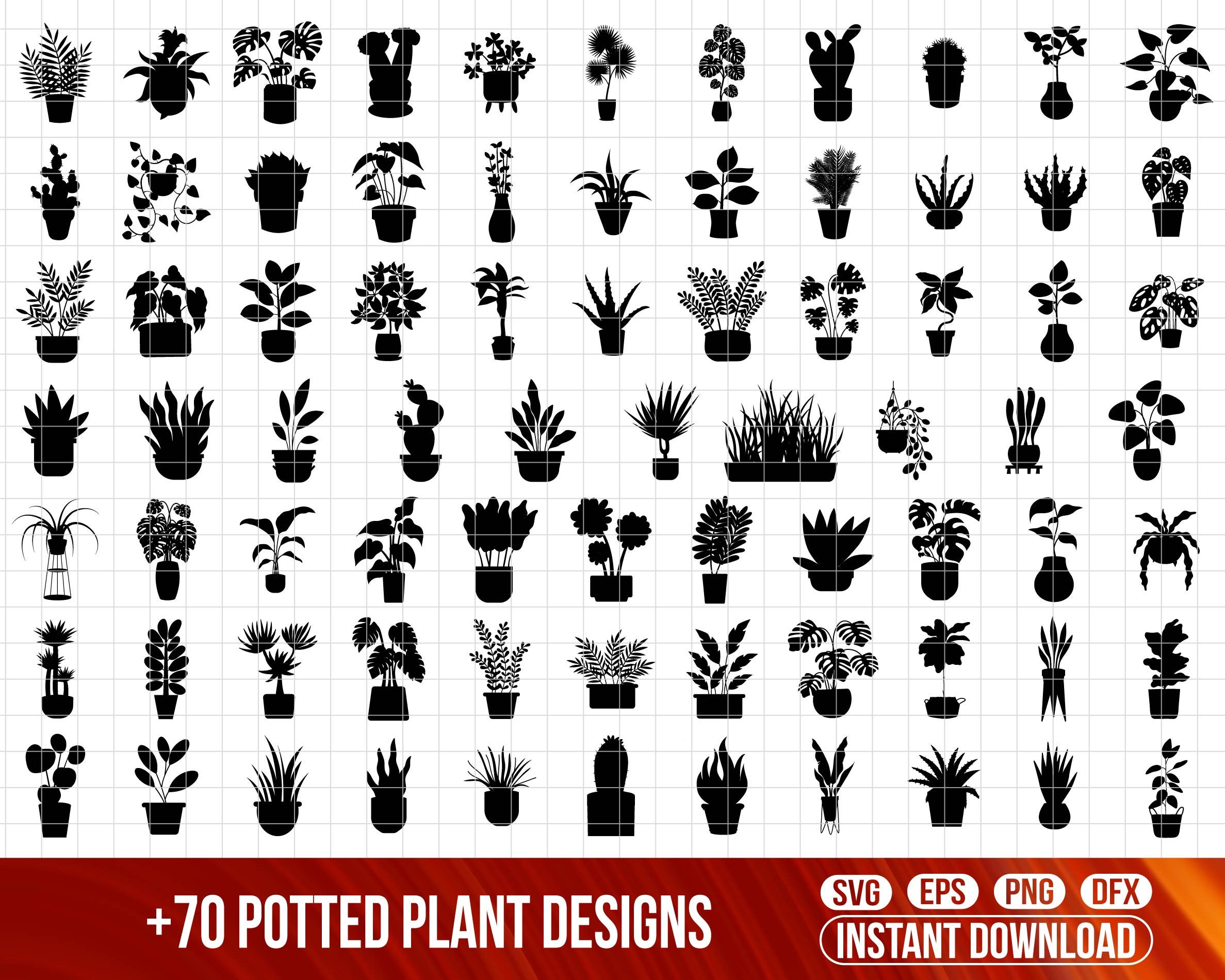Flower Pot Svg Bundle, Potted Plant Png Bundle, Plant Pot Vector ...