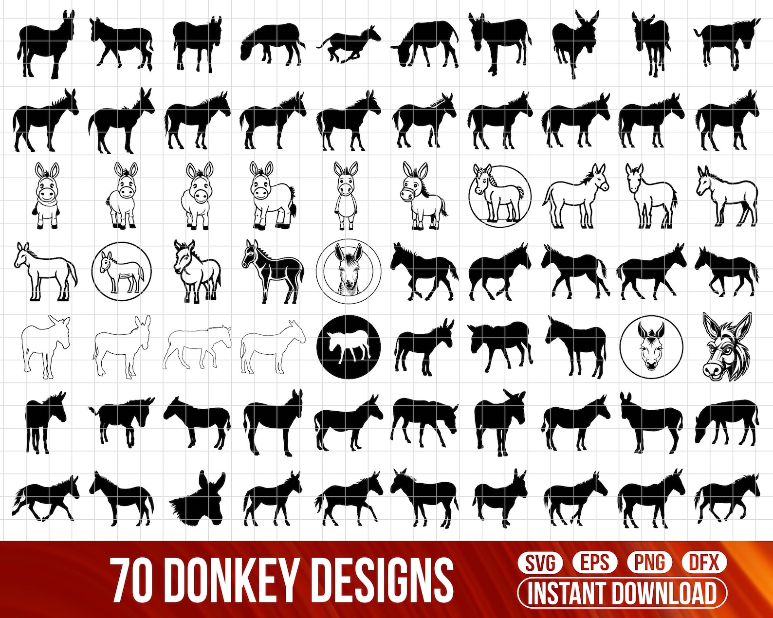 Donkey SVG Bundle, Donkey Dfx, Donkey Png, Donkeys Svg Png, Donkey Cut ...