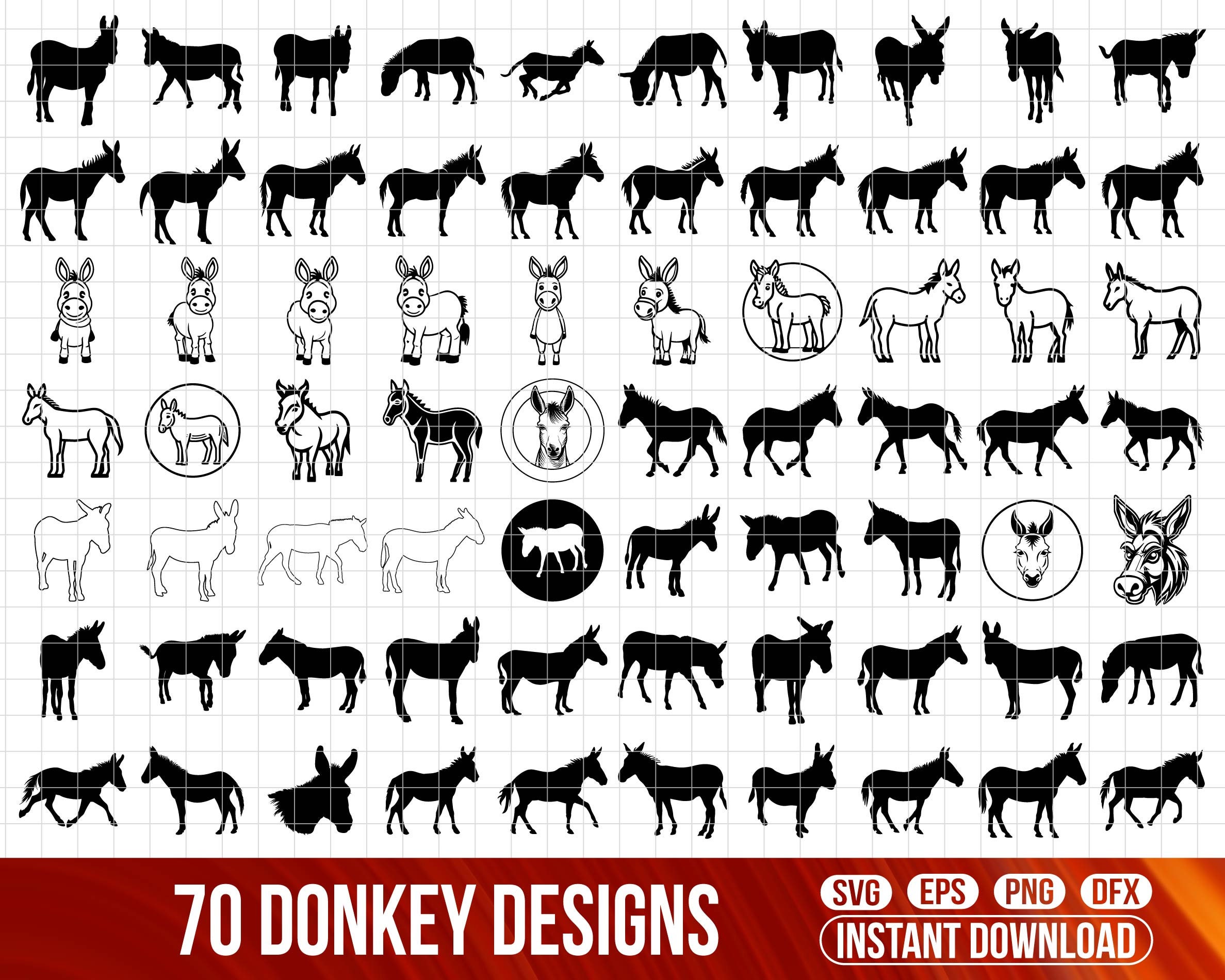 Donkey SVG Bundle, Donkey Dfx, Donkey Png, Donkeys Svg Png, Donkey Cut ...