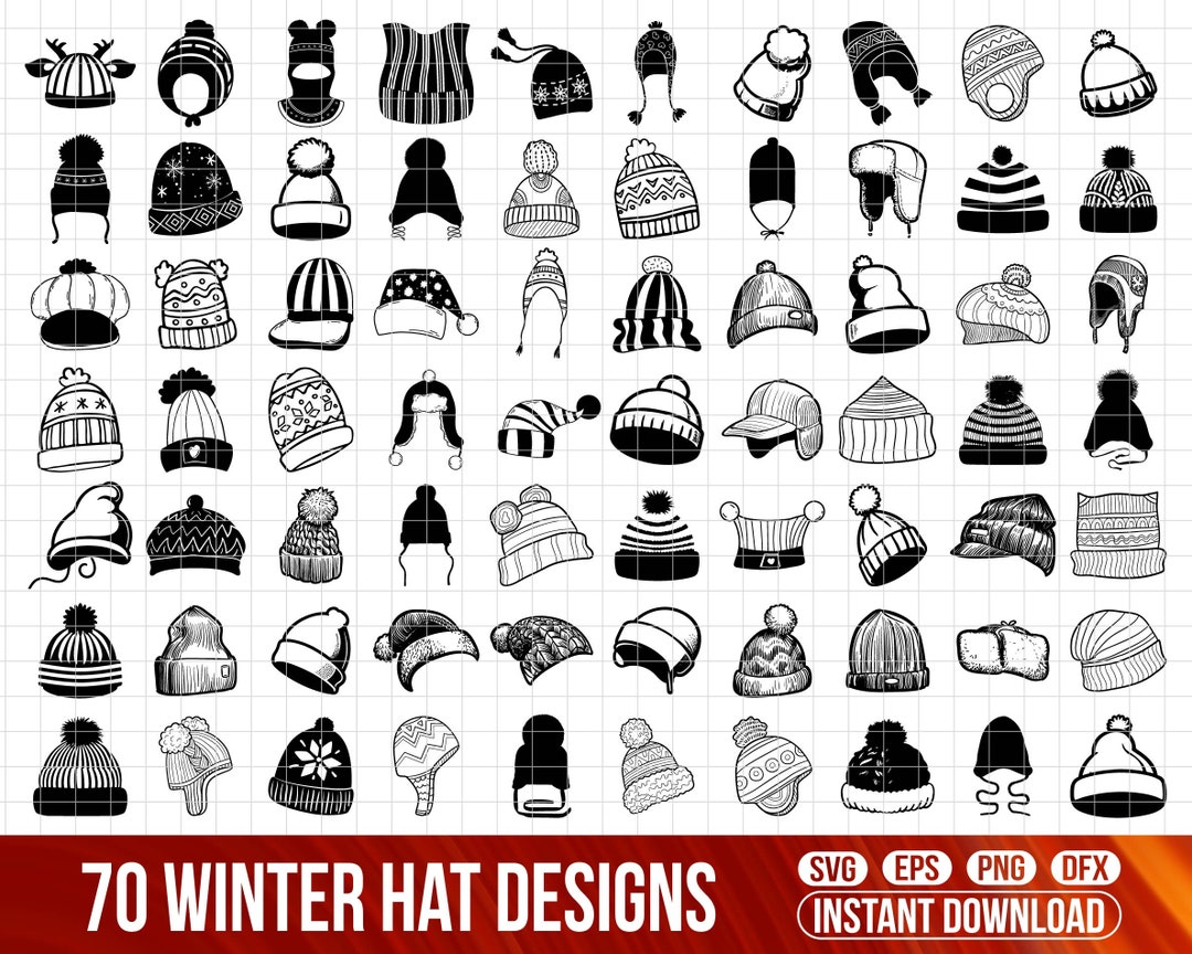 Winter Hat Svg Bundle, Winter Hats Clipart, Warm Scarf Svg, Vector ...