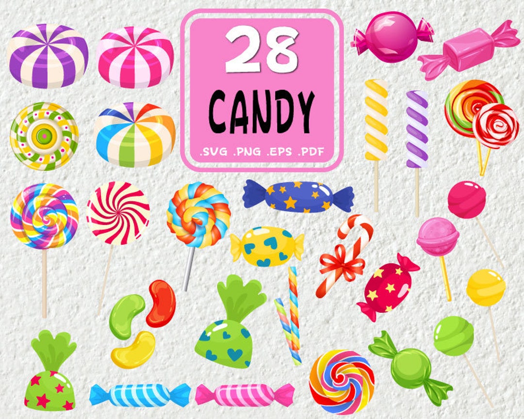 Candy Svg Bundle, Cute Candy Clipart,printable,lollipop Clipart,rainbow ...