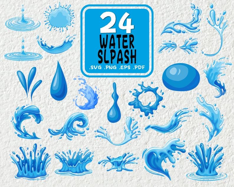 Water Splash Clipart: 24 PNG & SVG Overlays (digital Download) - Etsy